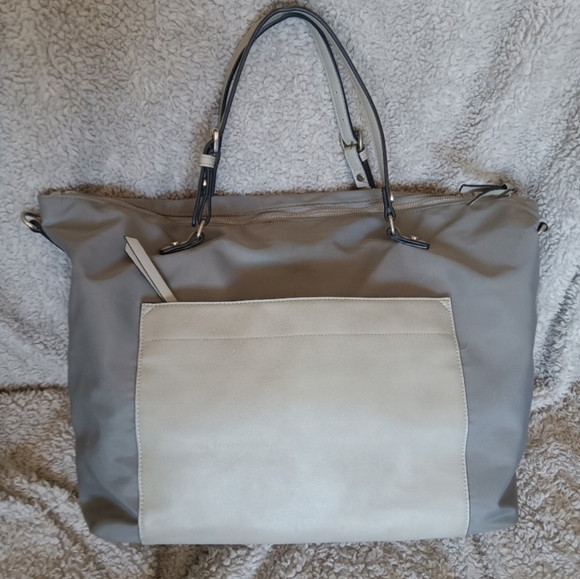 Sol And Selene | Bags | Sol And Selene Gray Nylon Cream Leather Laptop ...